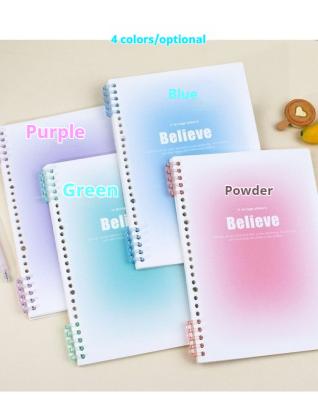 China Gradient Leather Loose-Leaf A4 Notebook 60 Detachable Students Book with 20 & 26 Holes High Color Value Light Horizontal Printed for sale