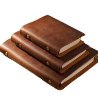 China A5 A6 A7 Classic Vintage Full Grain Leather Planner Journals Custom Logo High Quality Business Binder Notebooks for sale