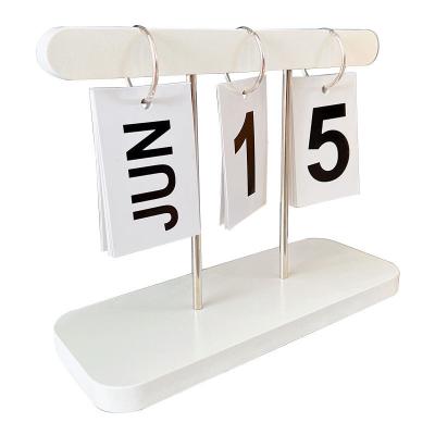 China 2026 New Style Desk Calendar Standing Flip Vintage Perpetual Flip Wooden Table Table Desktop Office Stand Wood Desk Calendar for sale