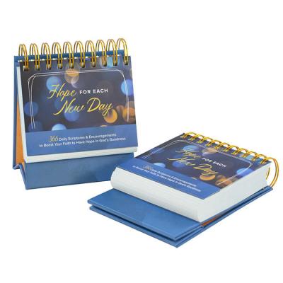 China Custom Printed Table Calendar Standing Flip Design Day Spiral Coil Binding Desk Calendar 2026 for sale