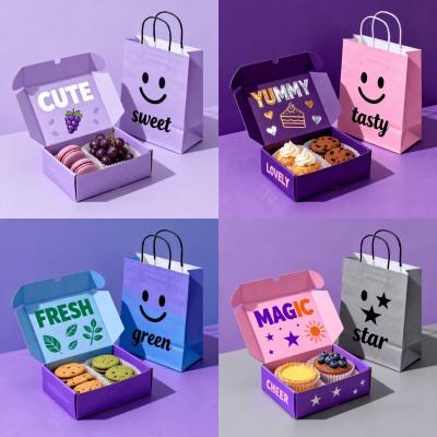 China Custom Design Logo Corrugated Box Food Grade Printing Foldable Cake Food Cookie Bread Pastry Donut Macaron Paper Packaging Boxes for sale