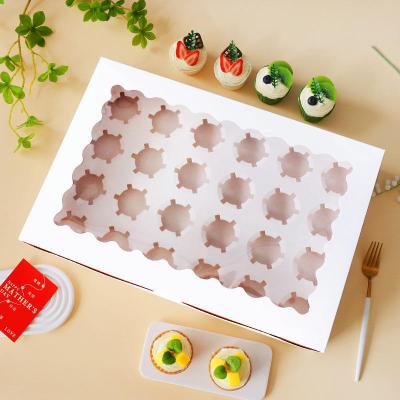 China 24-Cup Wholesale Kraft Paper Egg Tart and Cupcake Packaging Boxes Treats Dessert Baking Supply Case Birthday Wedding Cake Boxes for sale