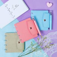 China RINGNOTE A7 Size PU Leather Portable Luxurious High Quality Mini Small Disc Bound Snap Ring Pocket Notepad Notebook with Pen for sale