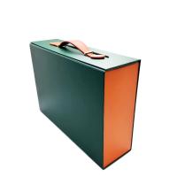 China Customized Hard Magnetic Luxury Gift Packaging Box for Gift Boxes with Color Printed PU Handle for sale