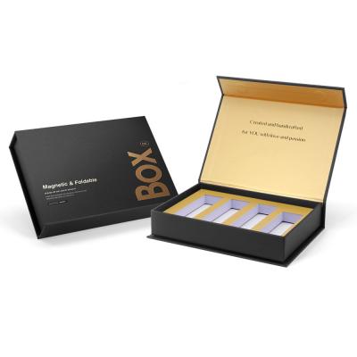 China Custom logo Paper Cardboard Cajas Regalo Black Foldable Rigid Perfume Cosmetic Magnetic Closure Gift Packaging Box With Insert for sale