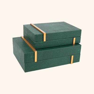 China 2 Pieces Leather Box High Grade Magnetic Flip MDF Wooden Box Flip Top Packaging Gift Boxes With SABER Certificate for sale