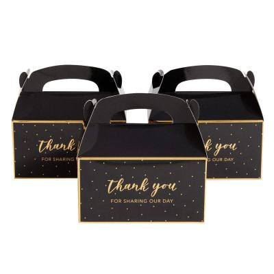 China Wholesale Custom Logo Printed Recyclable Black Gold UV Coated Cuboid Shape Paper Box Party Favor Thank You Gift for Weddings for sale