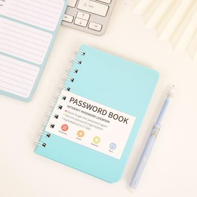China Stationery Blue A6 Password Book Hard Cover Spiral Notebook Pocket Password Keeper for Students School Office Supplies for sale