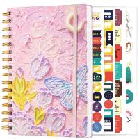 China Spiral Notebook A5 Leather Hardcover Loose-Leaf Planner Lined Diary 92 Sheets Thickened Notebook for sale