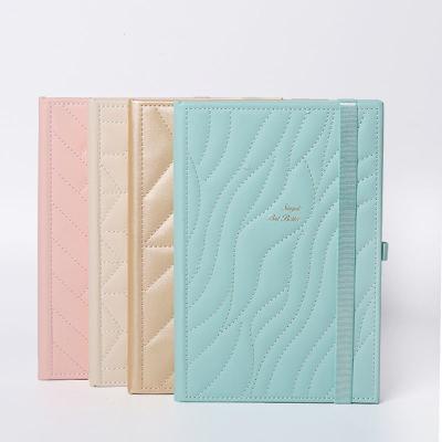 China Custom Hard Cover Pu Notebook Spiral A5 Size Silk Cotton Journal Notebook Planner for Promotion for sale