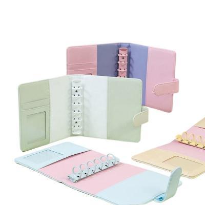 China New Cute Macaron Leather Hardcover Loose-leaf Spiral Binder Notebook School Student Agenda Planner Organizer Stationery A5 A6 A7 for sale