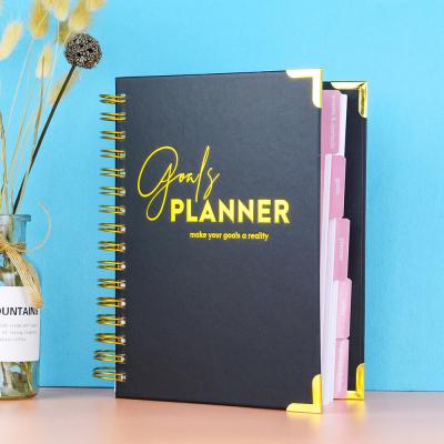 China Wholesale A5 Black Spiral Weekly Manifestation Goal Journal Planner and Agenda Notebook With Gift Box for sale