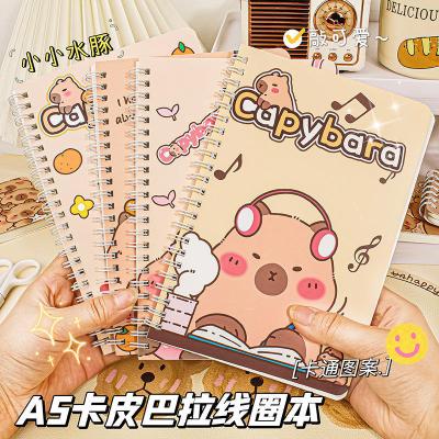 China Cute Capybara A5 Coil Student Cartoon Spiral Binding Horizontal Capybara Notebook Study Stationery Wholesale for sale