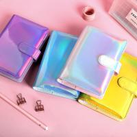 China A6 Holographic 6 Ring Cash Envelope Savings Organizer Planner Cover Rainbow Pu Leather A5 Budget Saving Binder for sale