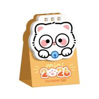 China Cute Cat Cartoon Small Desk Calendar 2026 Creative Irregular Shape Mini Standing Desktop Calendar Student Gift Office Decor for sale