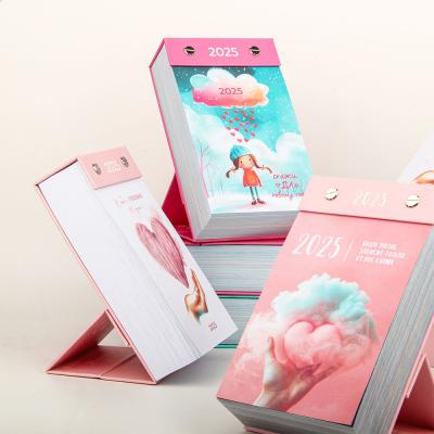 China Custom Printing Small Desk Calendar Standing Flip Desktop Calendar for sale