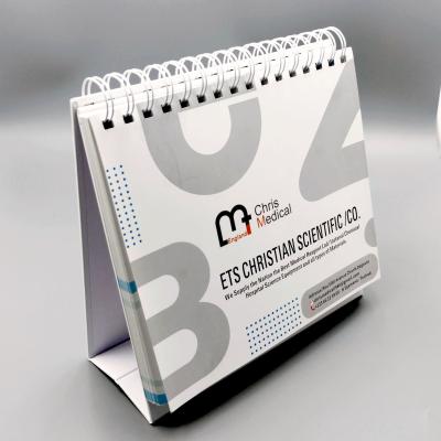 China High Quality Customizable Double Spiral Wall and Desk Calendar Paper Material with Time Display Logo Printing for Use As a Table for sale