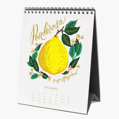China OEM Private Label Printed Desktop Standing Flip Table Spiral Monthly Desk Table Calendar for sale