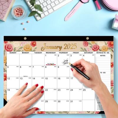 China 2025 Custom 18 Mouth English Creative Simple Metal Double Coil Wall Calendar for Planning and Organizing Your Home and Office for sale