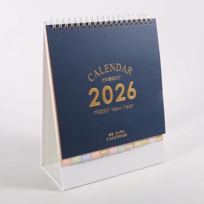 China Custom Digital Printed Desk Calendar 2026 - Art Design Embossed Foil Stamping Spiral Paper Calendar for sale