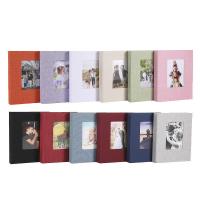 China Custom Classic Fabric Frame Cover Photo Album Personalized Linen Picture Album Book with Window 72 Pockets Holds 4x6 Inch Photos for sale