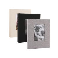 China Custom Classic Fabric Frame Cover Photo Album Personalized Linen Picture Album Book with Window 72 Pockets Holds 4x6 Inch Photos for sale