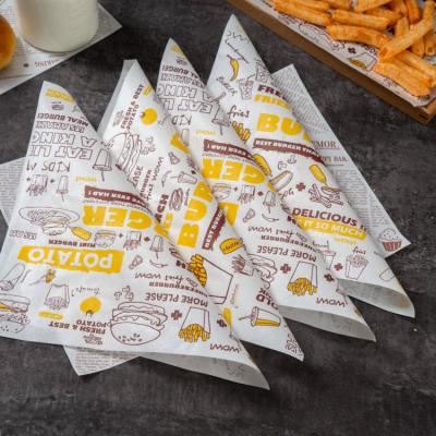 China Custom Hamburger Paper Wrap Paper with Logo Printing Recycled Materials PE Coated Food Wrapper Sheets for Cake & Bread Packaging for sale