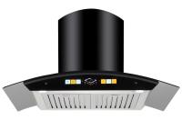 China 90cm Painted Curved Glass Cooker Hood Exhaust Range With Hand Sensor for sale