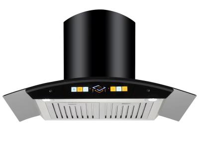 China 90cm Painted Curved Glass Cooker Hood Exhaust Range With Hand Sensor for sale