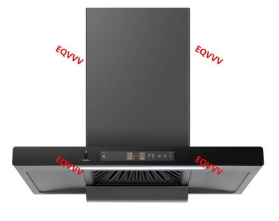 China Tempered Glass T Shaped Chimney Hood Electric Wall Mounted Cooker Hood With Low Noise Function for sale