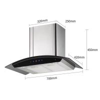 China Wall Mounted Curved Glass Cooker Hood Kitchen Smoke Extractor for sale