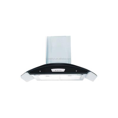 China Stainless Steel Glass Arc Chimney Hood with Copper Motor Low Noise Function 18-20 m3/min Air Exhaust Rate for sale