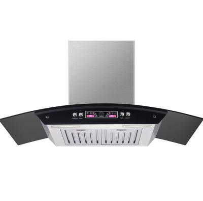 China Stainless Steel Glass Arc Kitchen Range Hood Electric Extractor with Low Noise App Control for sale