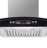 China Stainless Steel Glass Arc Kitchen Range Hood Electric Extractor with Low Noise App Control for sale