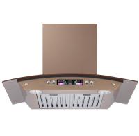 China Stainless Steel Glass Arc Chimney Hood with App Control Low Noise 183W 15-17 m3/min for sale
