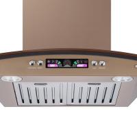China Stainless Steel Glass Arc Chimney Hood with App Control Low Noise 183W 15-17 m3/min for sale