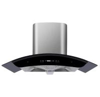 China Stainless Steel Glass Arc Shaped Electric Kitchen Range Hood Low Noise App Controlled for sale