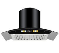 China Stainless Steel Glass Arc Chimney Hood Electric Kitchen Range Hood with Low Noise Function App Controlled for sale