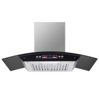 China Elegant Electric Glass Chimney Hood with App Controlled Low Noise Stainless Steel Copper Motor for sale