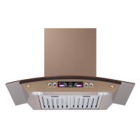 China Stainless Steel Glass Arc Chimney Hood Low Noise Electric Wall Mounted Hood for sale