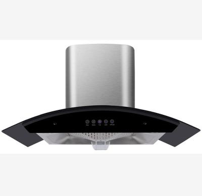China Stainless Steel Glass Arc Chimney Hood with Low Noise Electric Power Source Copper Motor for sale