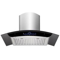 China Stainless Steel Glass Arc Chimney Hood Low Noise Electric Kitchen Range Hood for sale