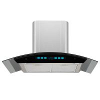 China Stainless Steel Glass Arc Chimney Hood Electric Wall Mounted 220V Low Noise Copper Motor for sale