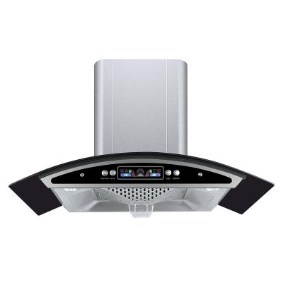 China Wall Mounted Kitchen Arc Glass Chimney Hood Copper Motor OEM for sale