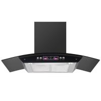 China Quiet Glass Arc Glass Chimney Hood Exhaust Hood For Commercial Kitchen for sale
