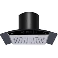 China Commercial Glass Arc Chimney Range Hood Stainless Steel Wall Mounted for sale