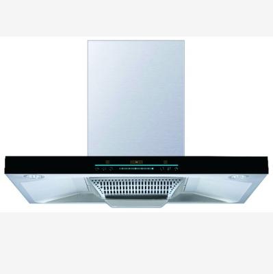 China Modern Glass Stainless Steel T Shape Wall Mounted Chimney Hood Electric Range Hood for sale