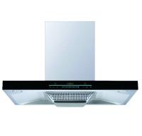 China Sky Blue Glass Stainless Steel T Shape Chimney Hood Electric 183W Low Noise Wall Mounted Kitchen Range Hood for sale