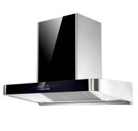 China Glass Stainless Steel T Shape Chimney Hood Electric 220V 183W Touch Switch for sale