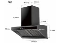 China S.S Or Metal Painted Wall Mount Electric High End Range Hoods With LED Lighting Copper Wire Motor And Baffle Filter VX5 for sale